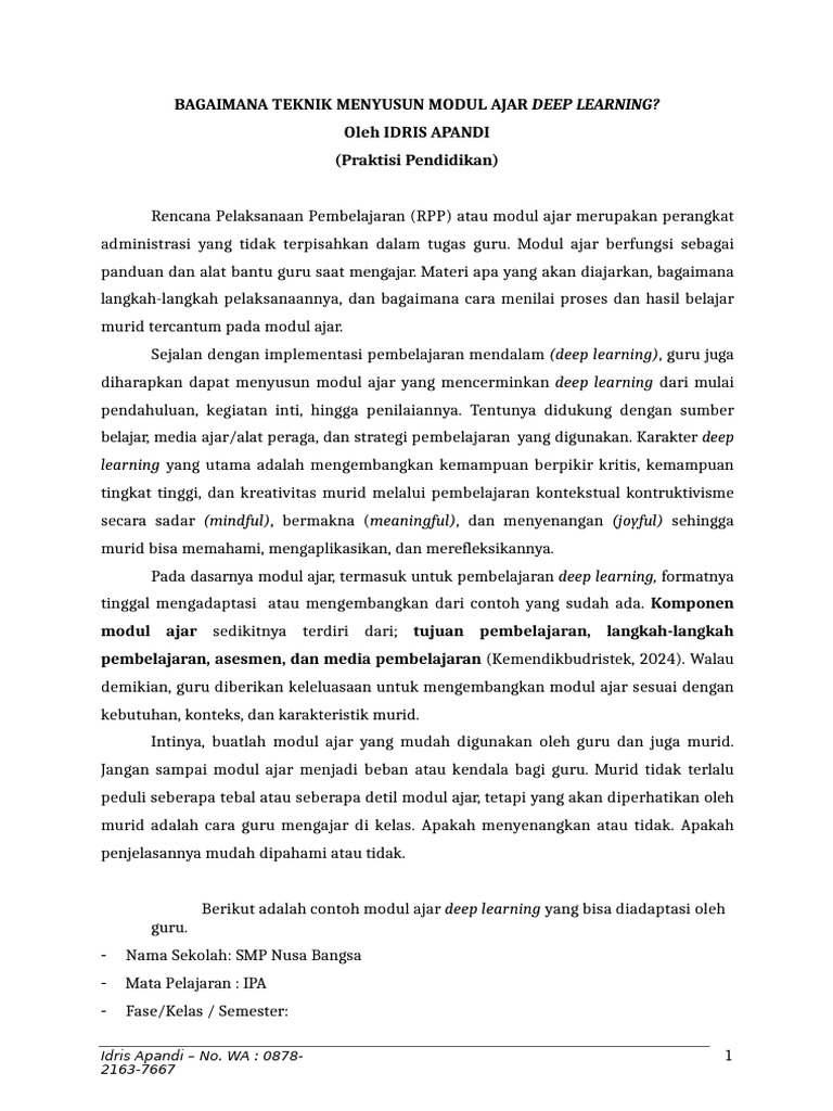 Bagaimana Menyusun Modul Ajar Deep Learning | PDF