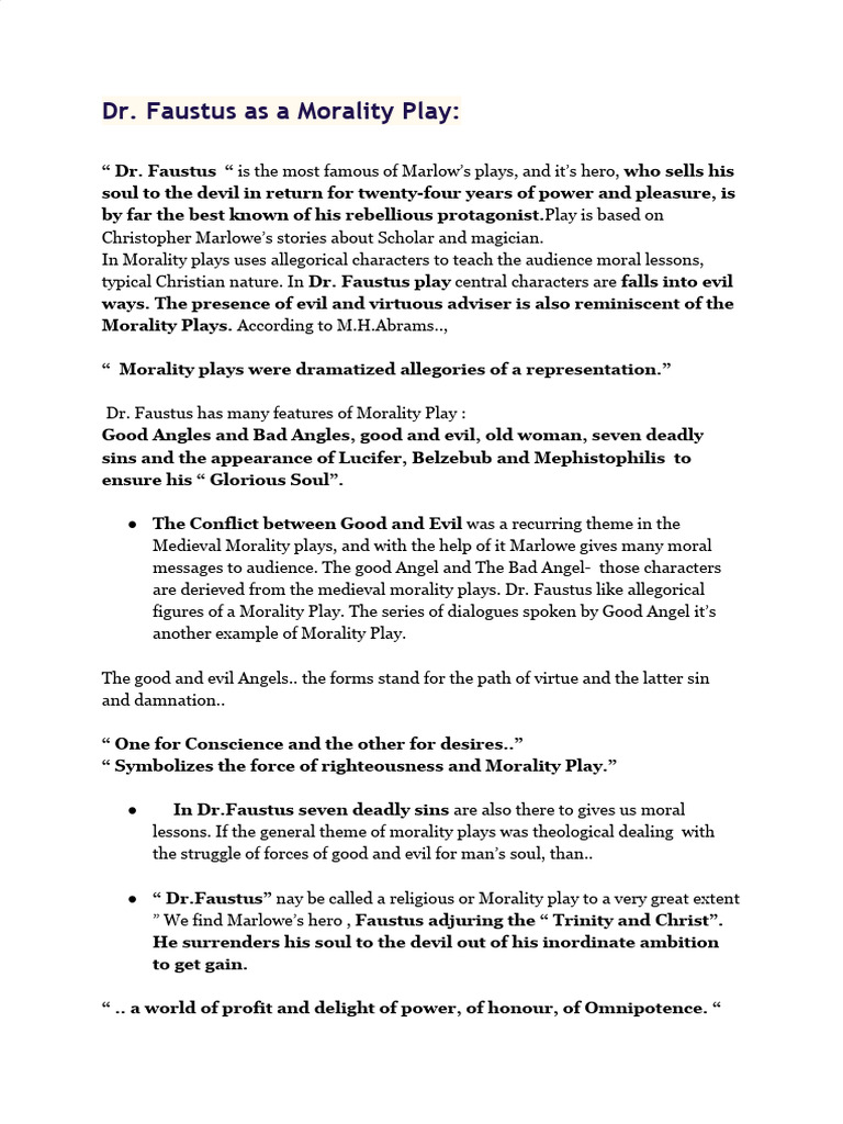 DR - Faustus As Morality Play | PDF | Satan | Seven Deadly Sins