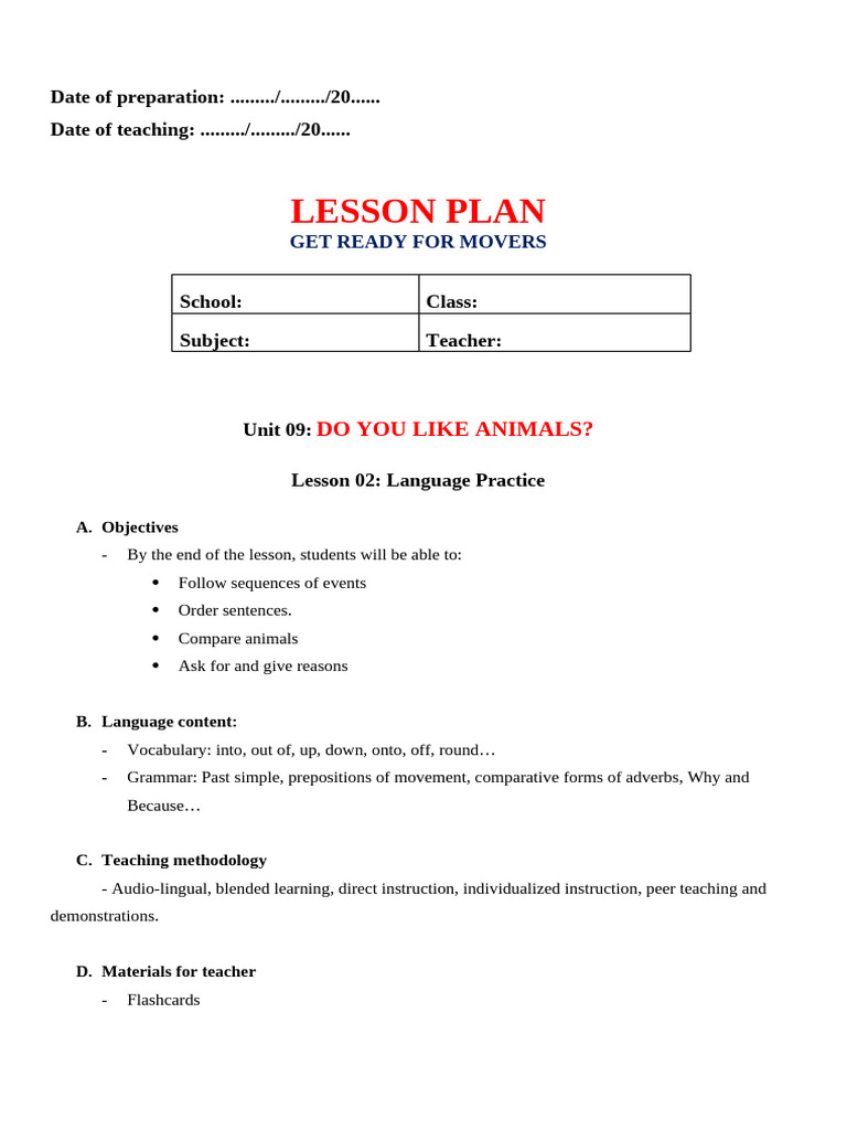 Unit 9 Do You Like Animals Lesson 02 | PDF | Linguistics