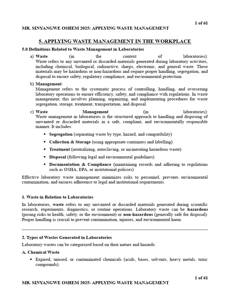 5 Waste Management - Oshem 2025 | PDF | Waste | Sanitary Sewer