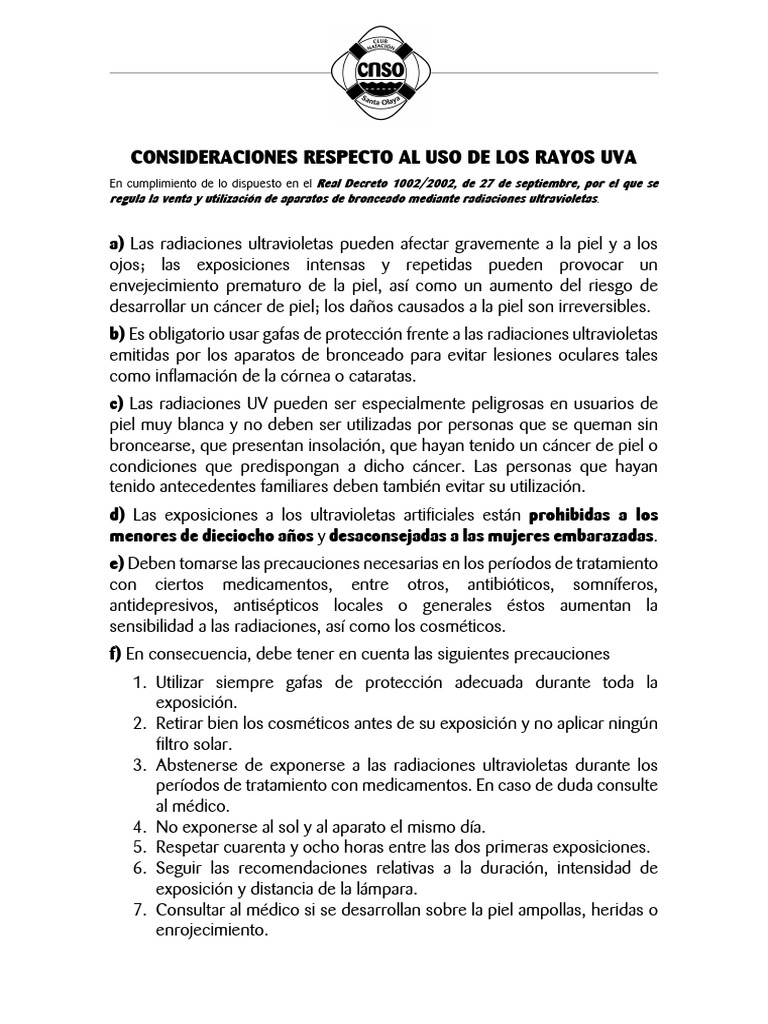 Consideraciones Respecto Al Uso de Los Rayos Uva | PDF
