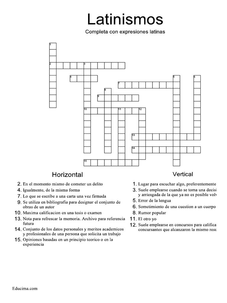 Crucigrama Latinismos | PDF