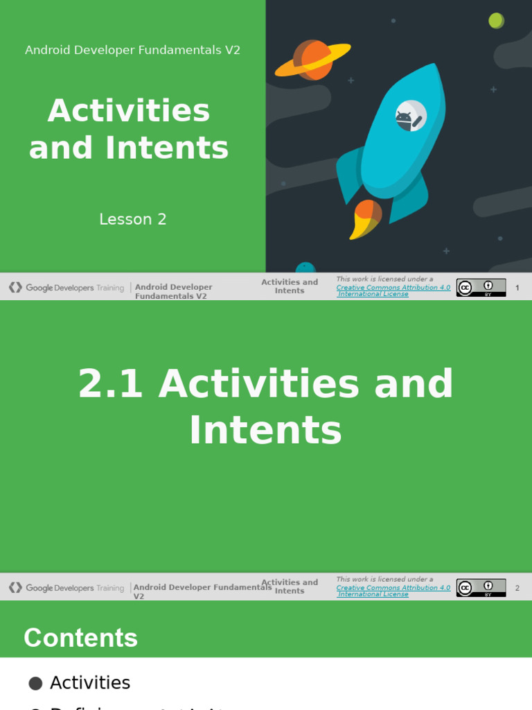 02.1 Activities and Intents | PDF | Android (Operating System) | Creative Commons License