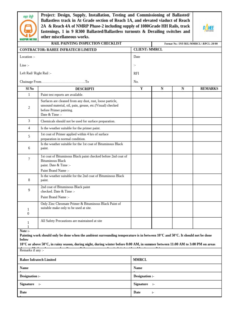 Rail Painting Checklist | PDF | Paint | Industrial Processes
