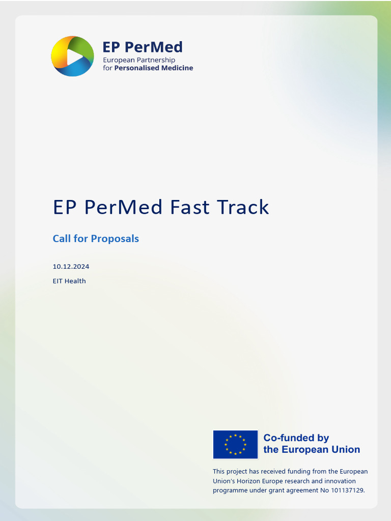EP PerMed Fast Track Proposal Call | PDF | Personalized Medicine ...