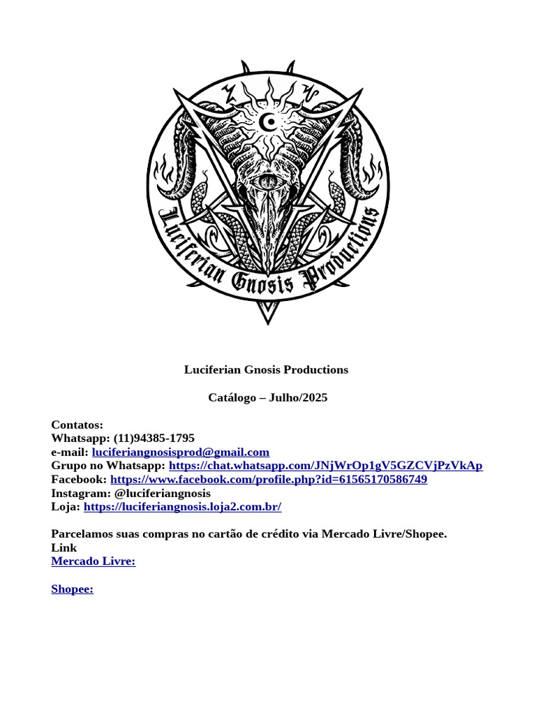 Luciferian Gnosis July 2025 Catalog | PDF