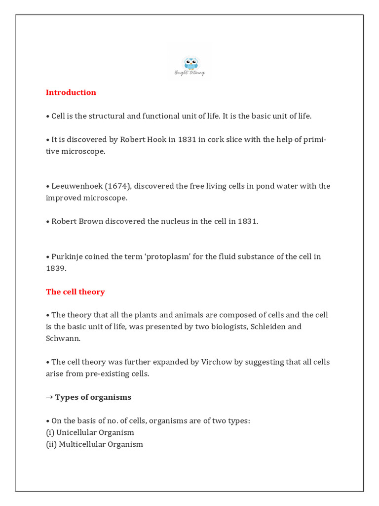 Fundamental Units of Life Notes | PDF | Endoplasmic Reticulum | Cell ...