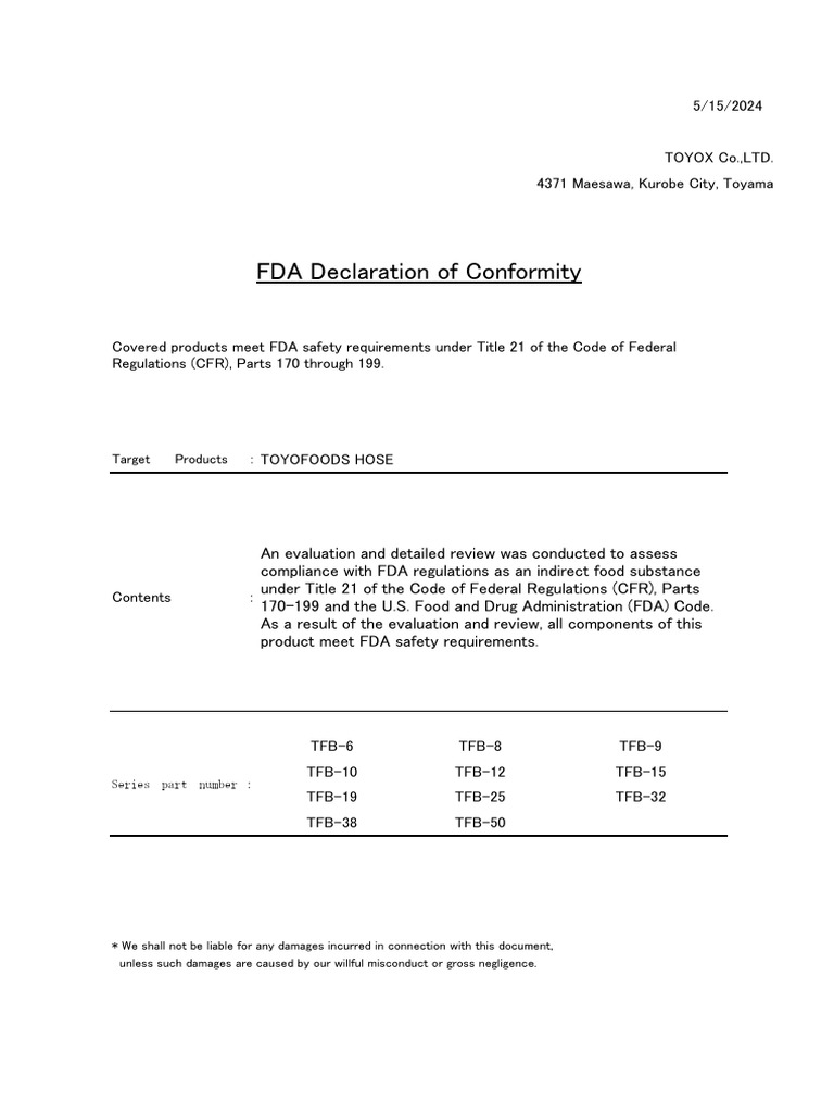 TFB FDAdeclaration en | PDF