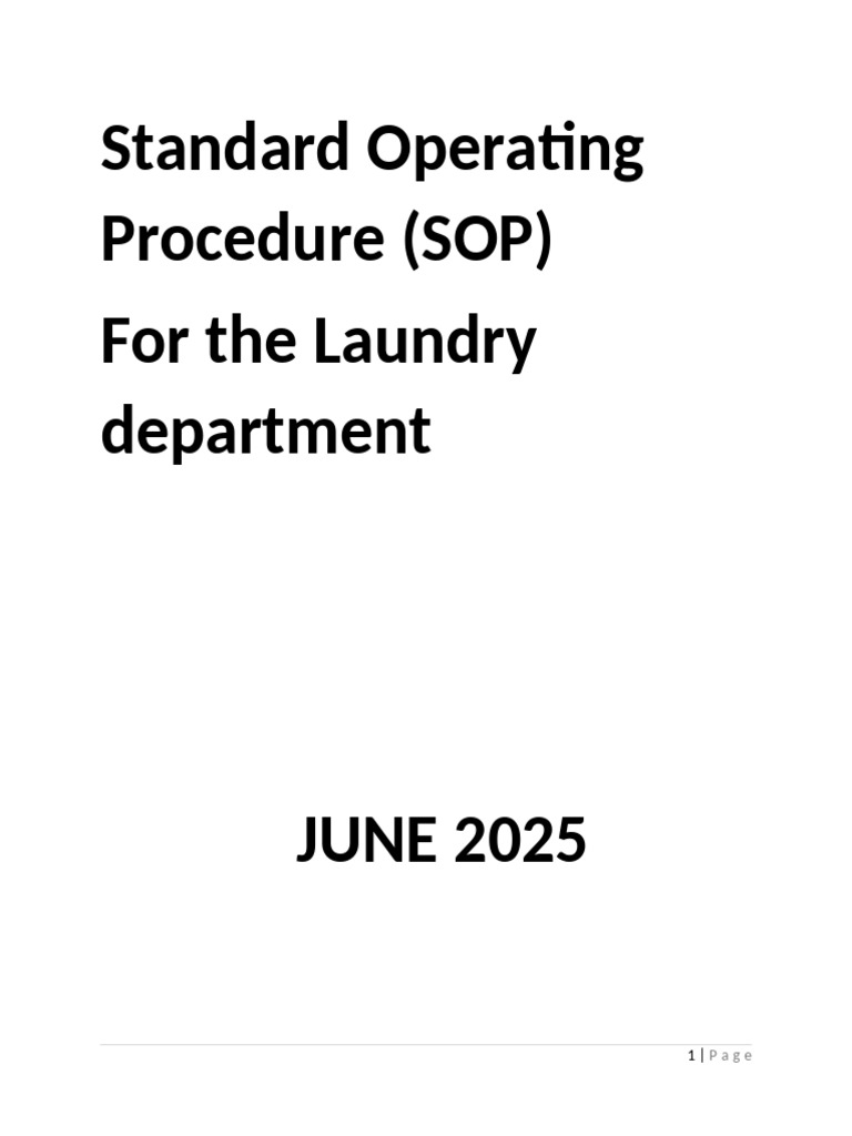 Hospital Laundry SOP Guidelines | PDF | Personal Protective Equipment ...