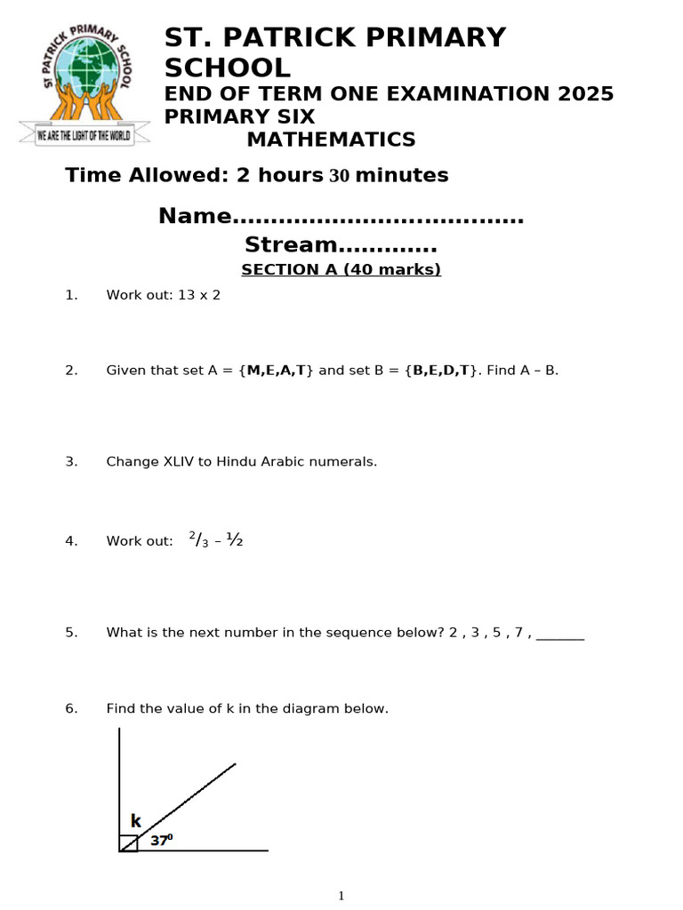 p.6 MTC Mid t1 2025 | PDF | Mathematics | Elementary Mathematics