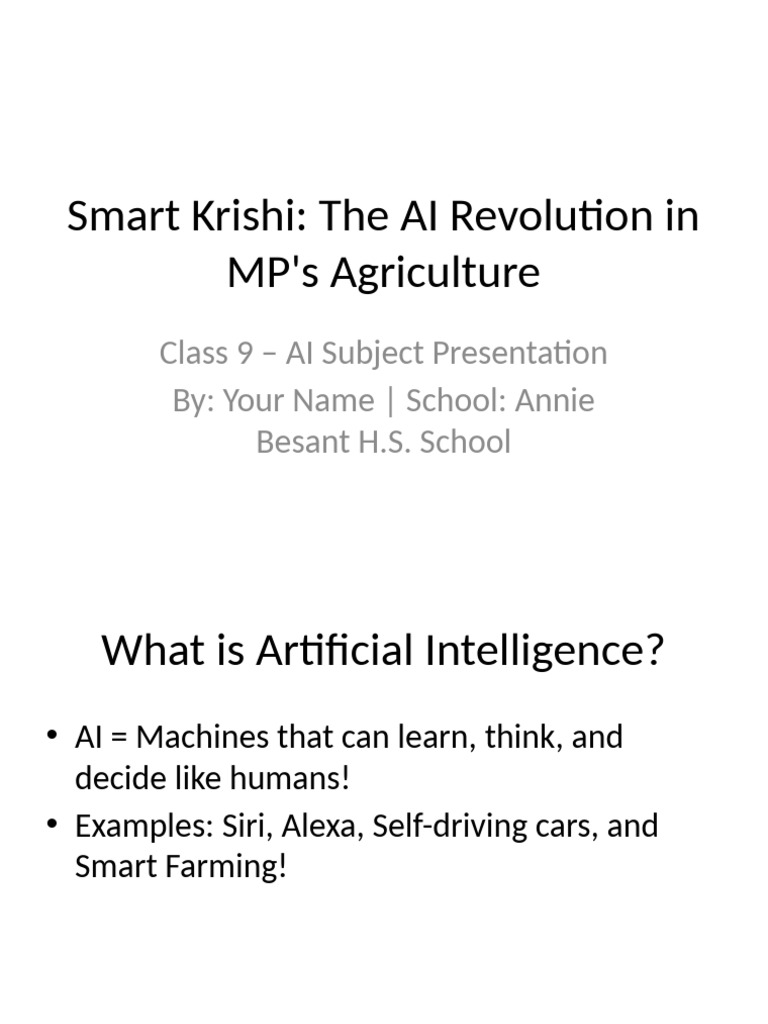 Smart Krishi AI Presentation Class9 | PDF