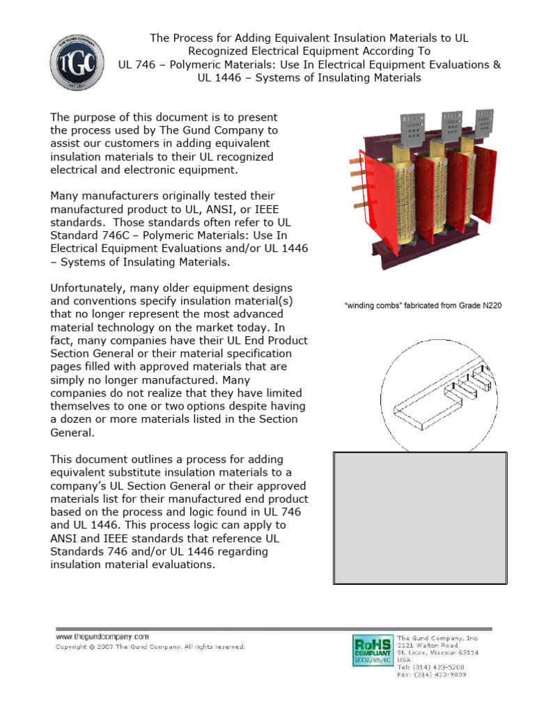 UL 746 UL 1446 Substitution of Materials | PDF | Insulator (Electricity ...