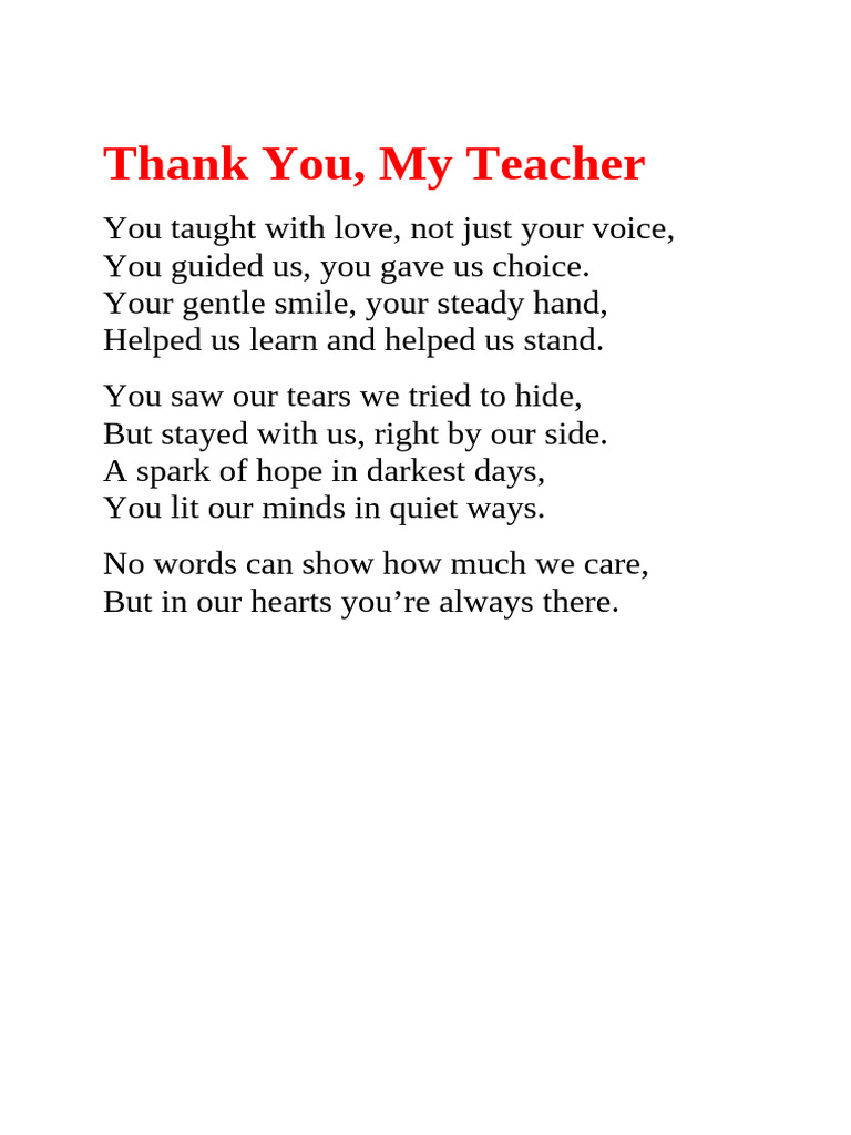Thank You, My Teacher | PDF
