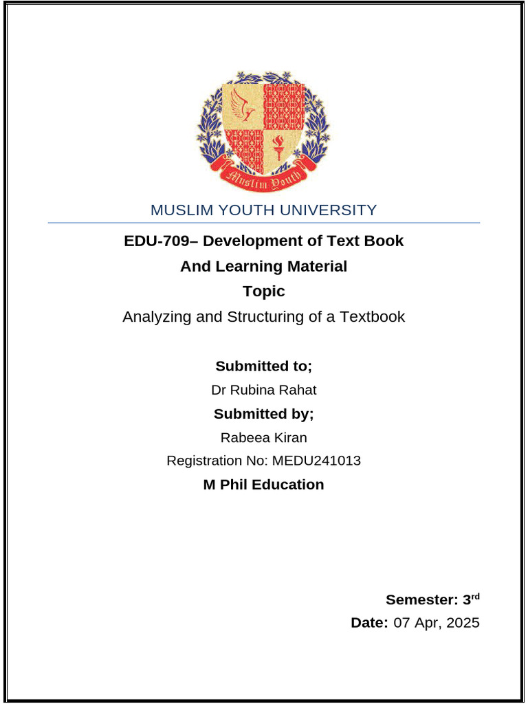 Textbook Analysis and Structure Overview | PDF | Learning | Curriculum
