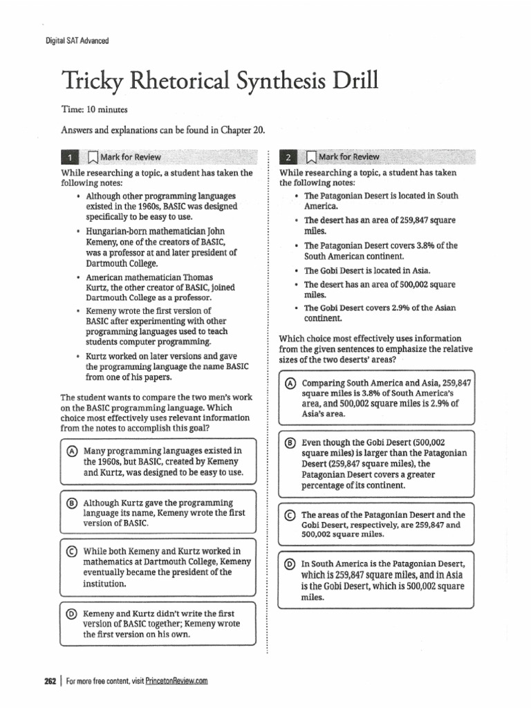 Tricky Rhetorical Synthesis Drill | PDF