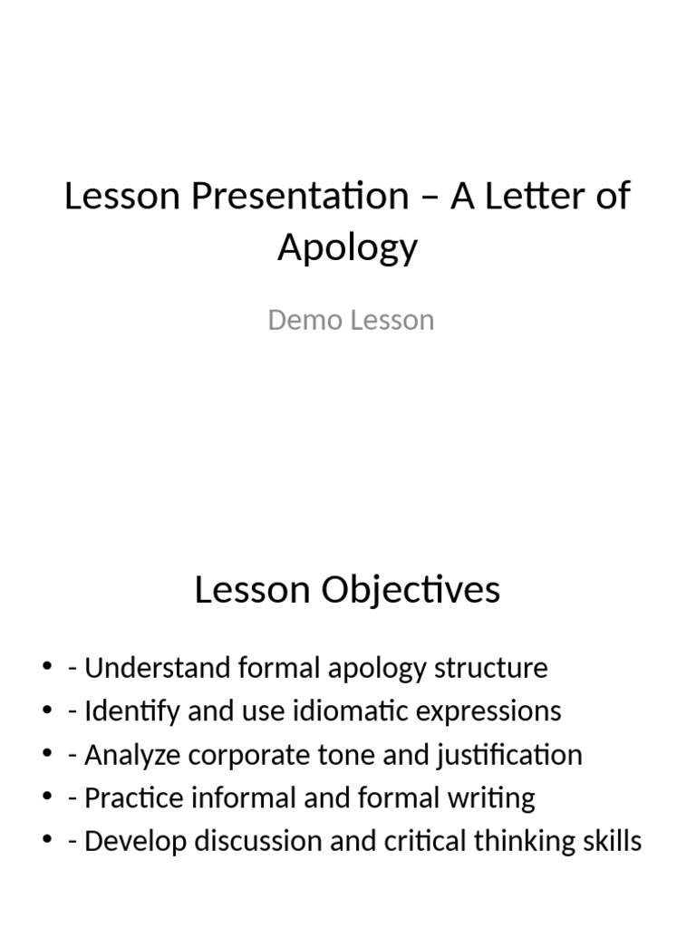Lesson Apology Letter Presentation | PDF