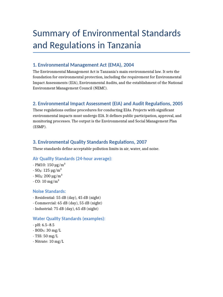 Tanzania Environmental Management Overview | PDF | Waste ...