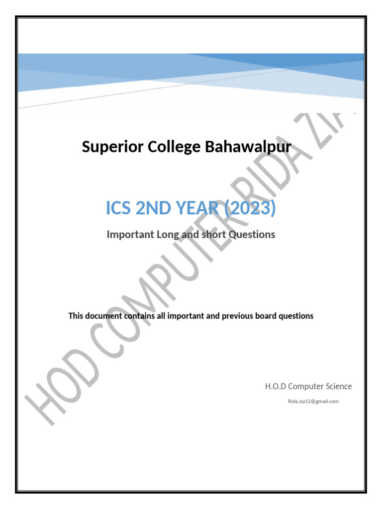 ICS 2nd Year Key Questions Guide | PDF | Databases | Control Flow