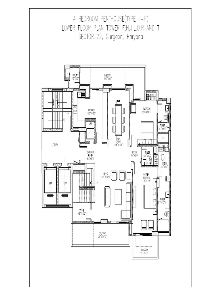 Tower F, H, J, L, O, R & T 4BHK II-P - Ambience Creacions - Sector 22 | PDF