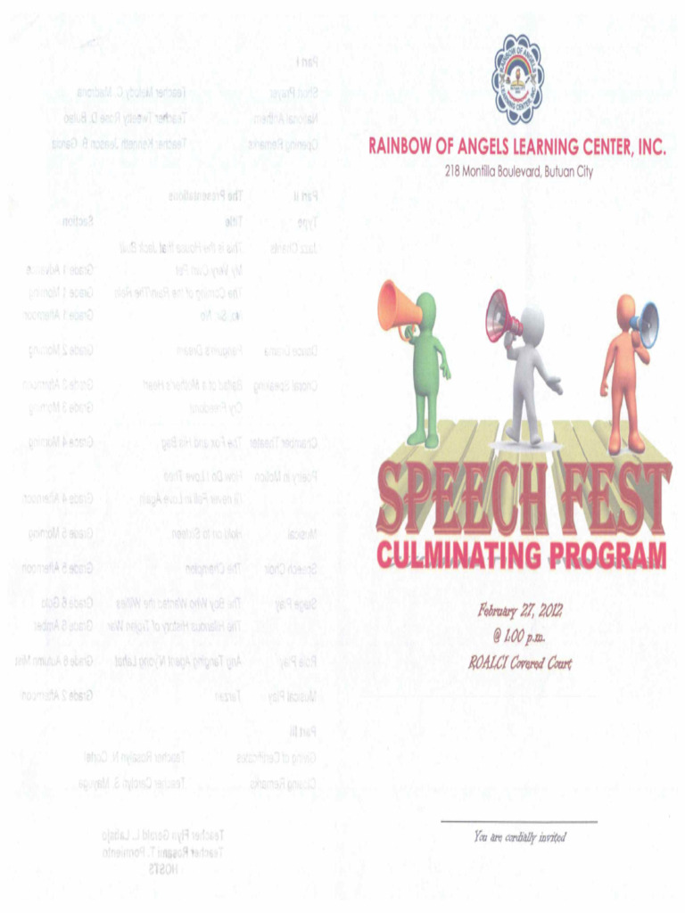 Speech Fest Culminating Program | PDF
