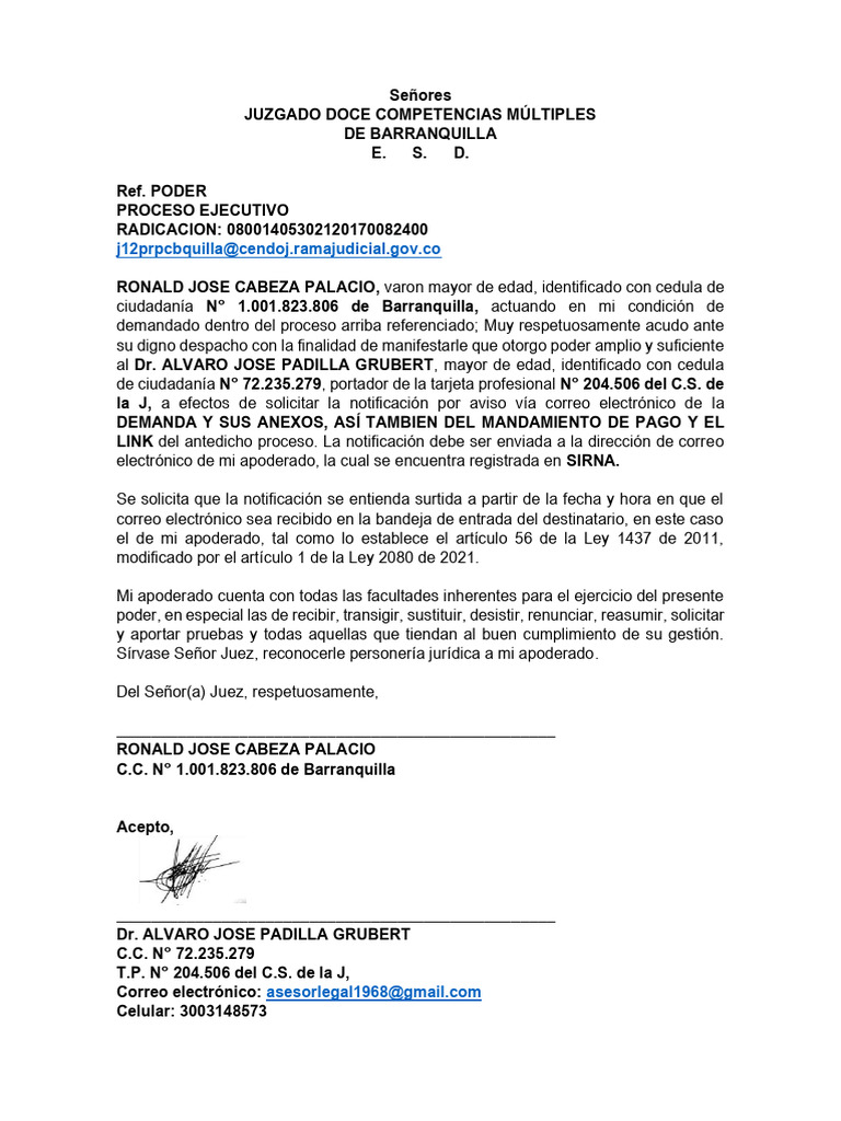 Poder para Notificación Judicial por Email | PDF