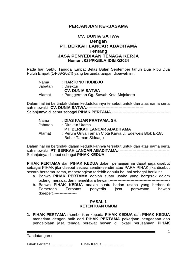 Pks CV Dunia Satwa 2024 | PDF