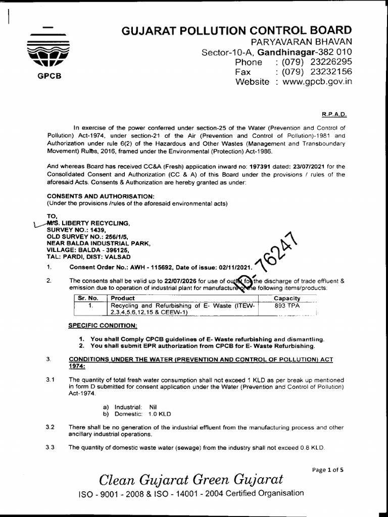 Liberty CCA Final Order | PDF | Waste | Waste Management