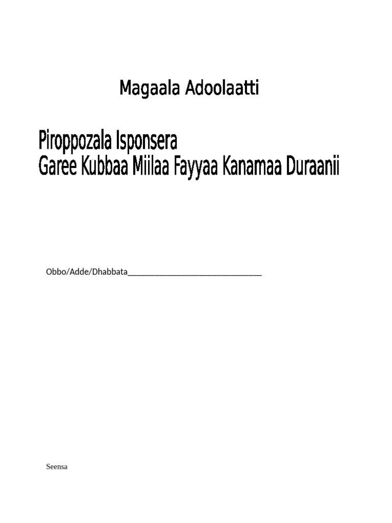 Garee Kubbaa Miilaa | PDF