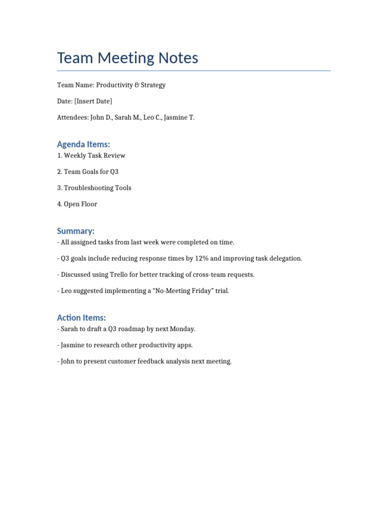 Decoy Doc 2 Team Meeting Notes | PDF