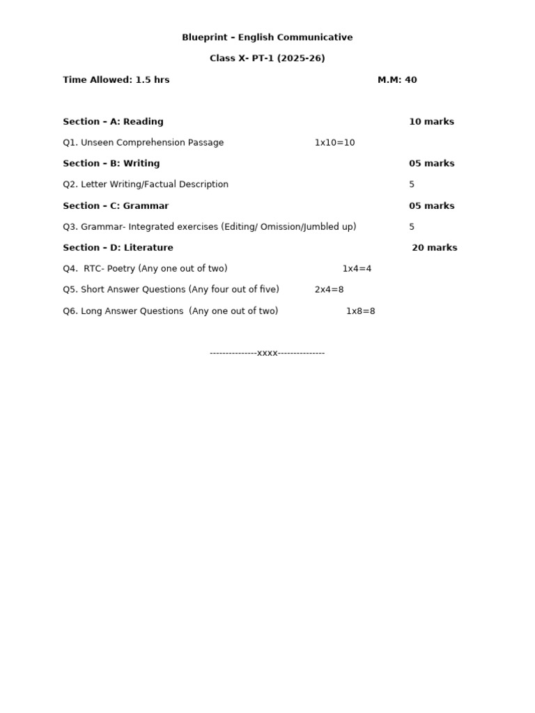 Blueprint PT 1 - Class X (2025 26) | PDF