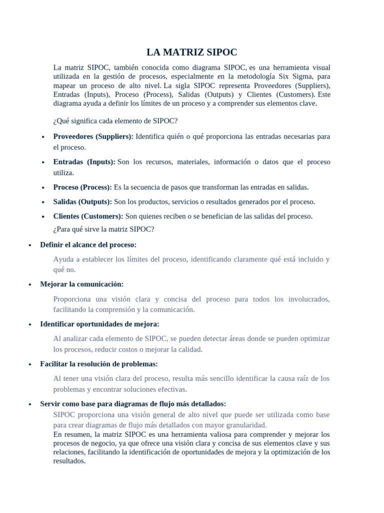 Matriz SIPOC | PDF