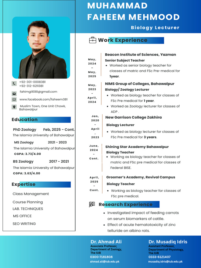 1page Resume, Faheem June 2025 | PDF