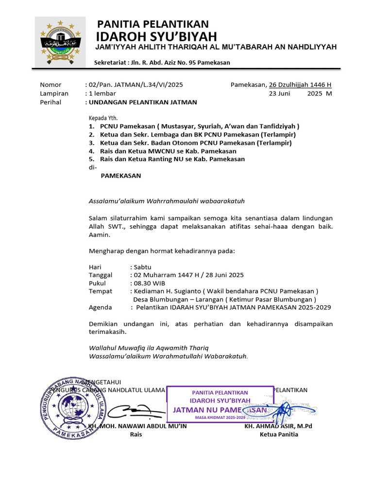 Undangan Pelantikan Jatman | PDF