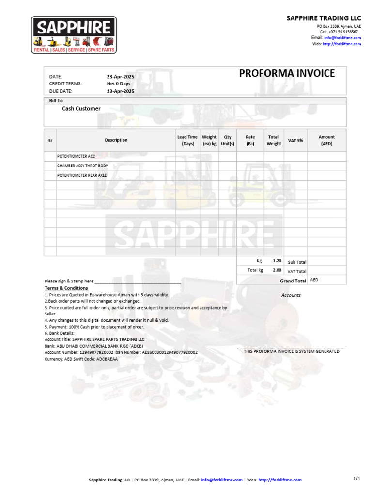 P1397-25 - Parts Offer (AED) | PDF | Invoice | Money