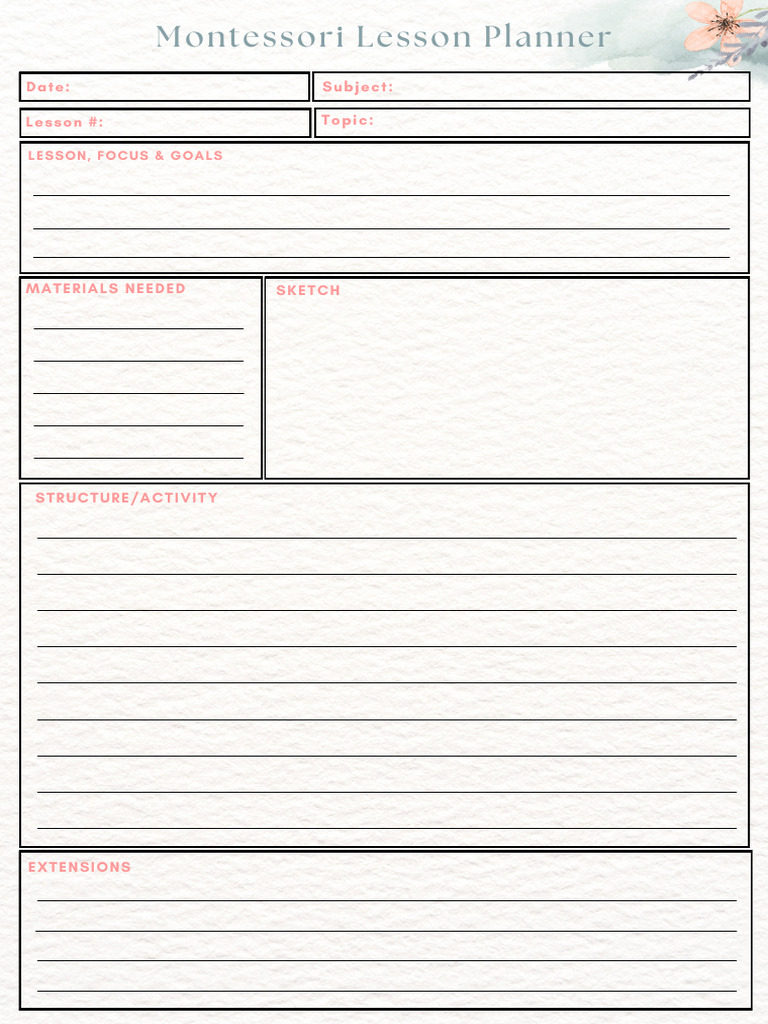 Montessori Lesson Plan Template | PDF