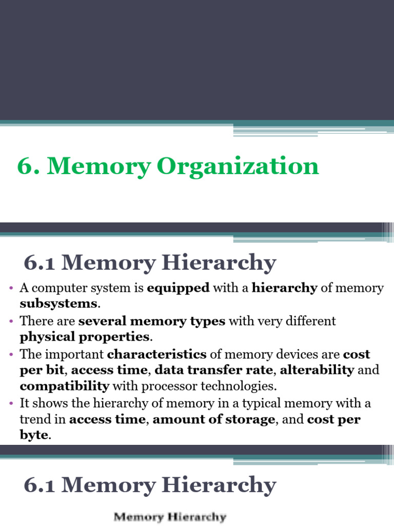 COAP Chapter 6 - Memory Organization | PDF | Random Access Memory | Computer Data Storage