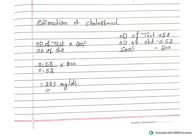 Cholesterol Calculation | PDF