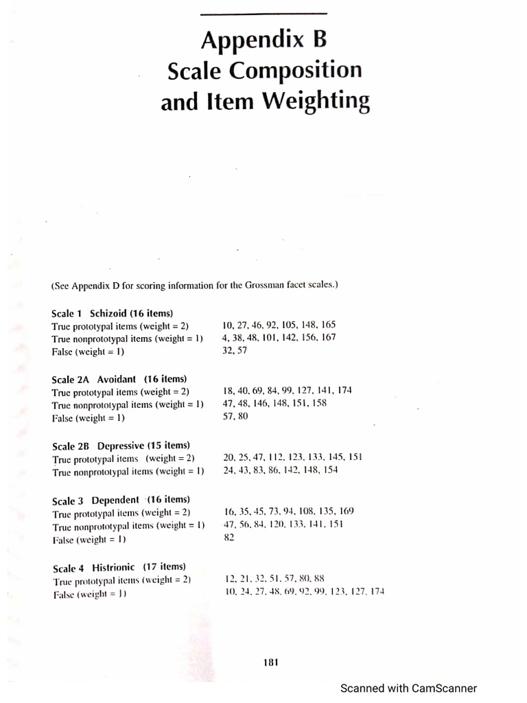 Mcmi - Appendix B - Raw Score | PDF