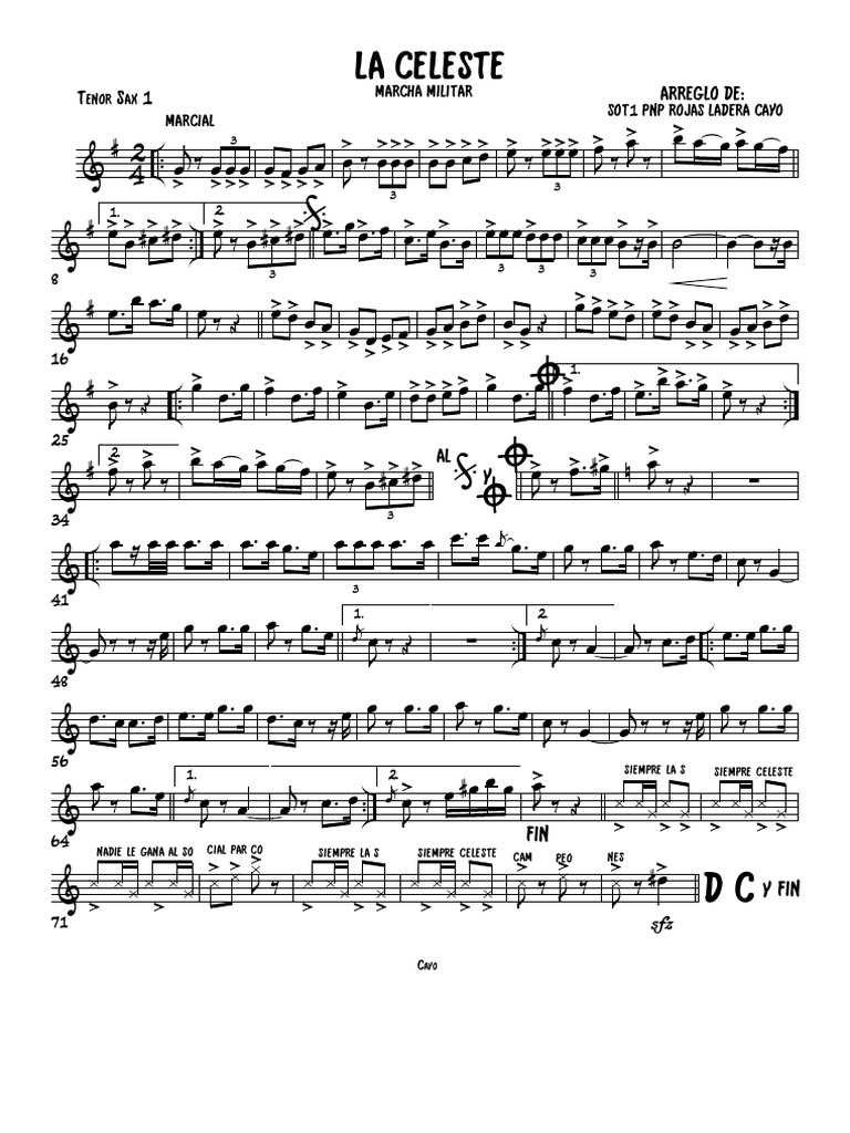 LA CELESTE MM - SCORE - Tenor Sax 1 | PDF