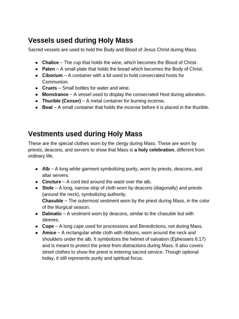 Vessels, Vestments and Linens 10 | PDF | Eucharist | Altar