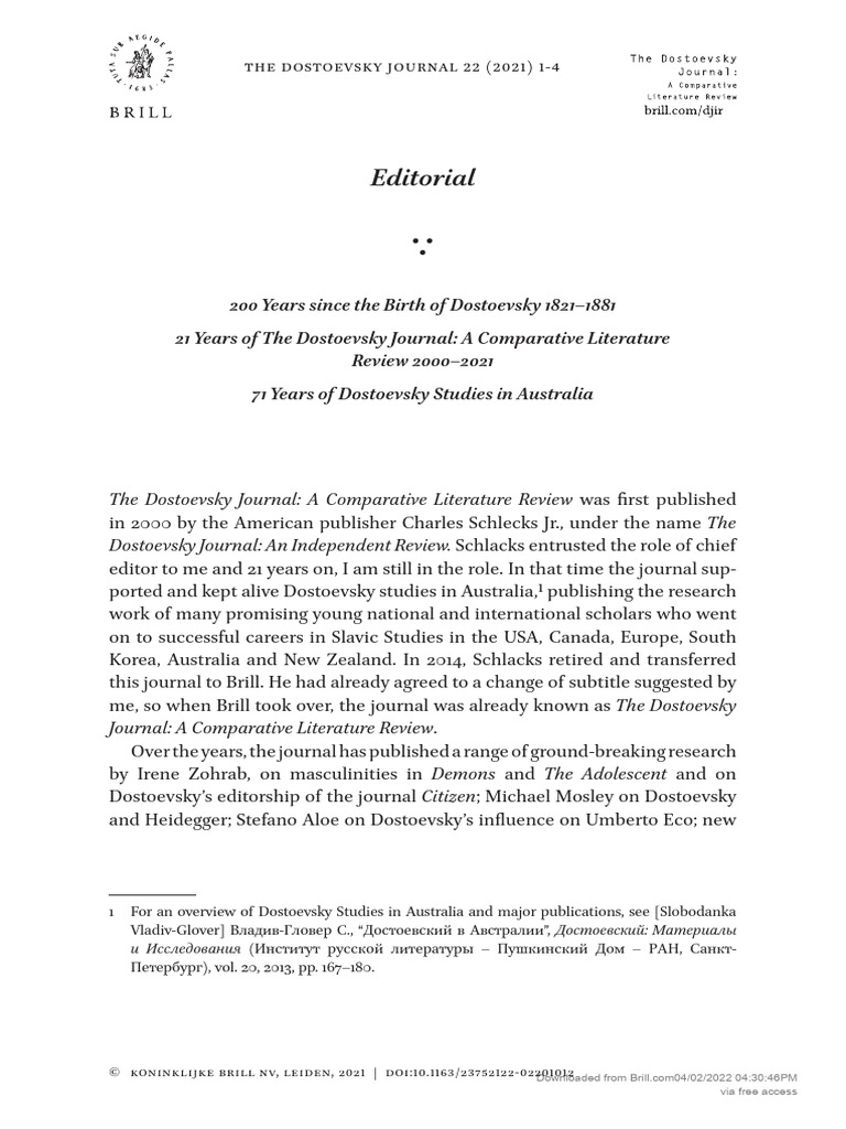 (23752122 - The Dostoevsky Journal) 200 Years Since The Birth of ...