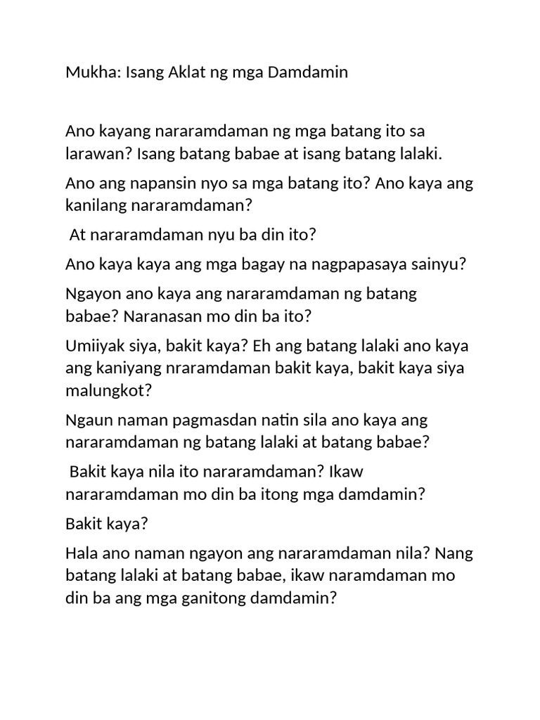 Mukha - Isang Aklat NG Mga Damdamin | PDF