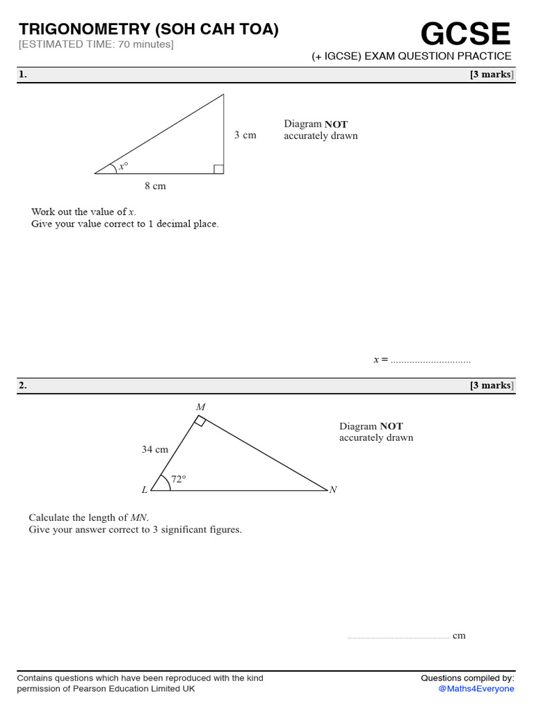 STARTER Trigonometry Exam Questions Pages 1,5,7,12 | PDF | Elementary ...
