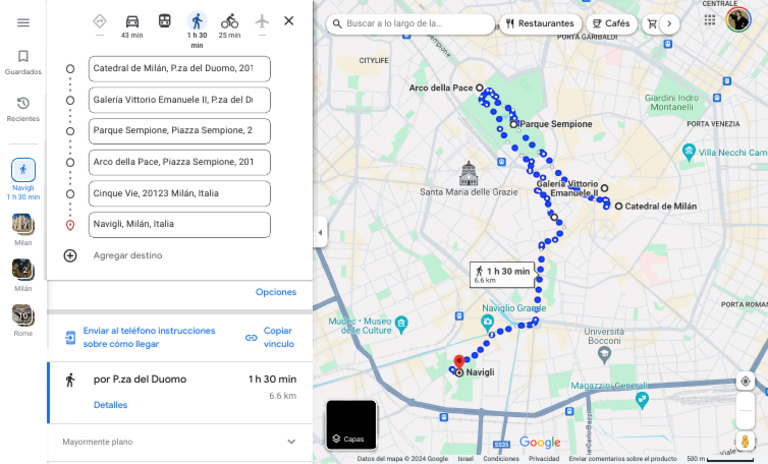 Catedral de Milán A Parque Sempione - Google Maps | PDF