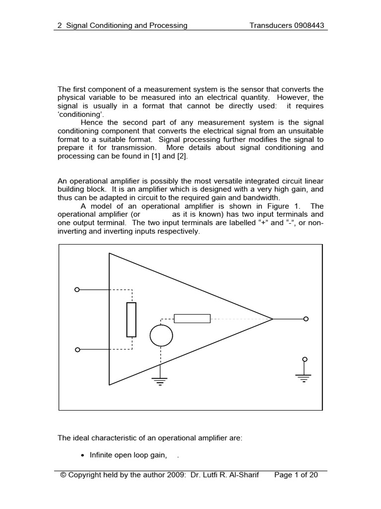 Signal Conditioning with Operational Amplifiers | PDF | Amplifier ...