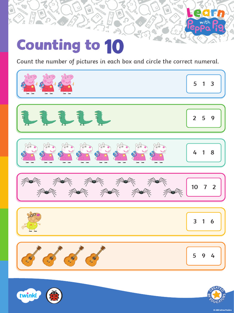 T M 1690734277 Peppa Pig Counting To 10 Activity Sheet Ver 2 | PDF