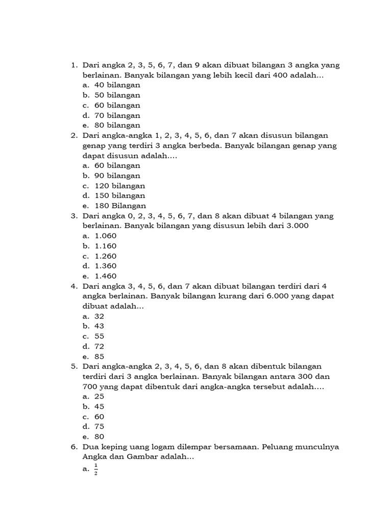 Peluang dan Kombinasi Bilangan Dadu | PDF