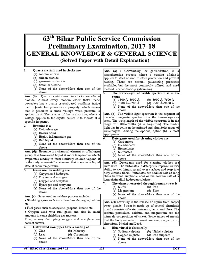 63rd BPSRELIMS2017 18SOLVED QUESTION PAPER ENGLISH YCT | PDF | Alkene ...