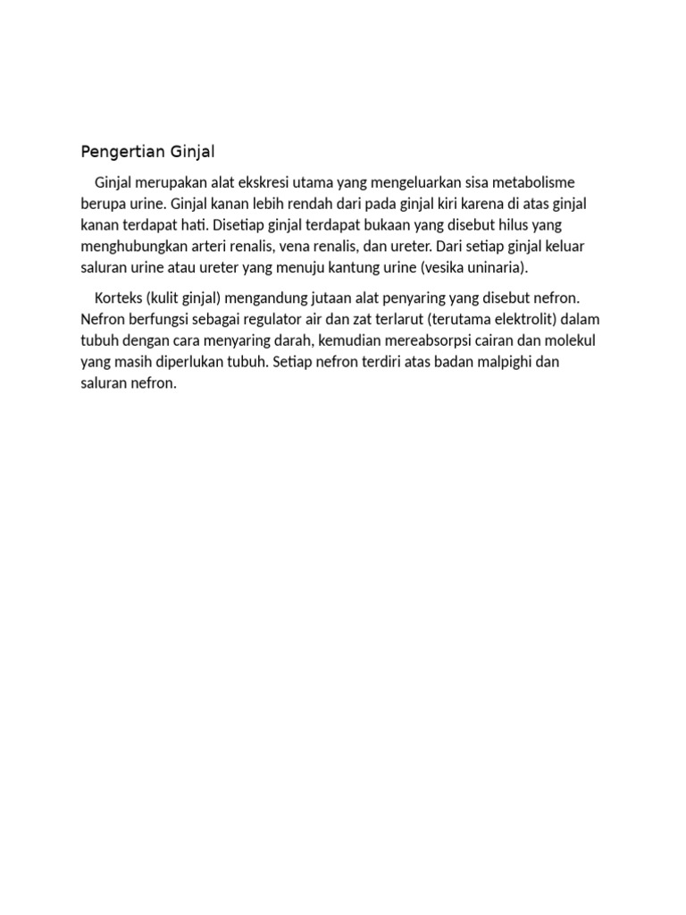 Pengertian Ginjal | PDF
