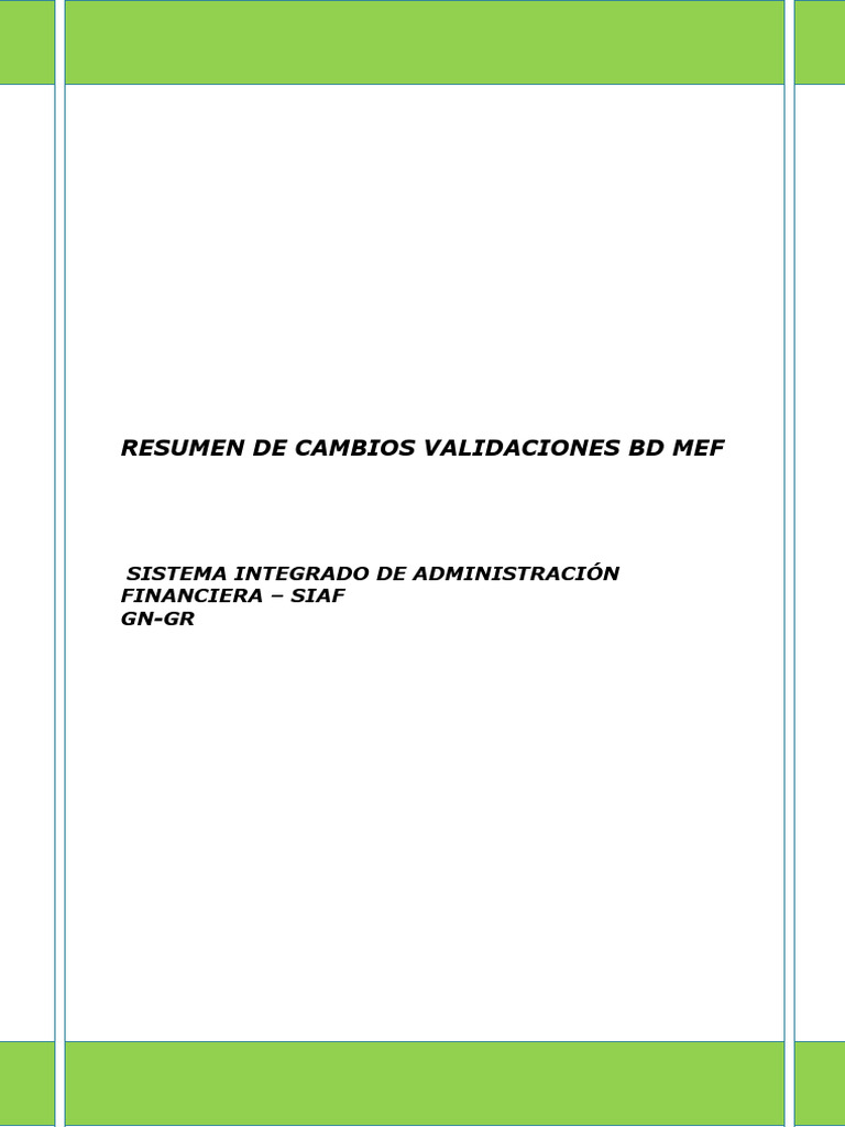Resumen de Cambios - Validaciones para Devoluciones - Recaudado - BDMEF | PDF